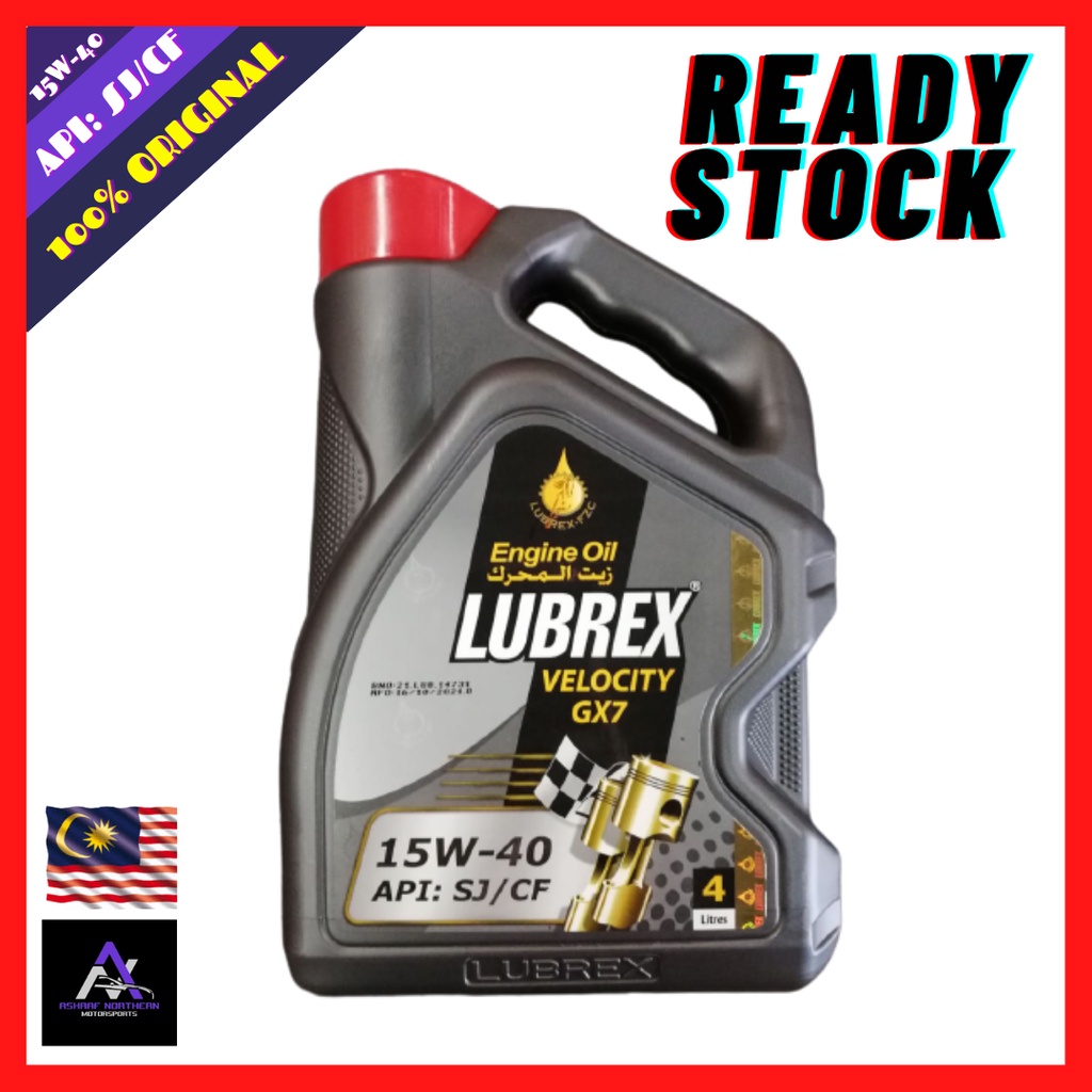 LUBREX Engine Oil 15w-40 Velocity GX7 4L PERCUMA OIL FILTER!! | Shopee ...