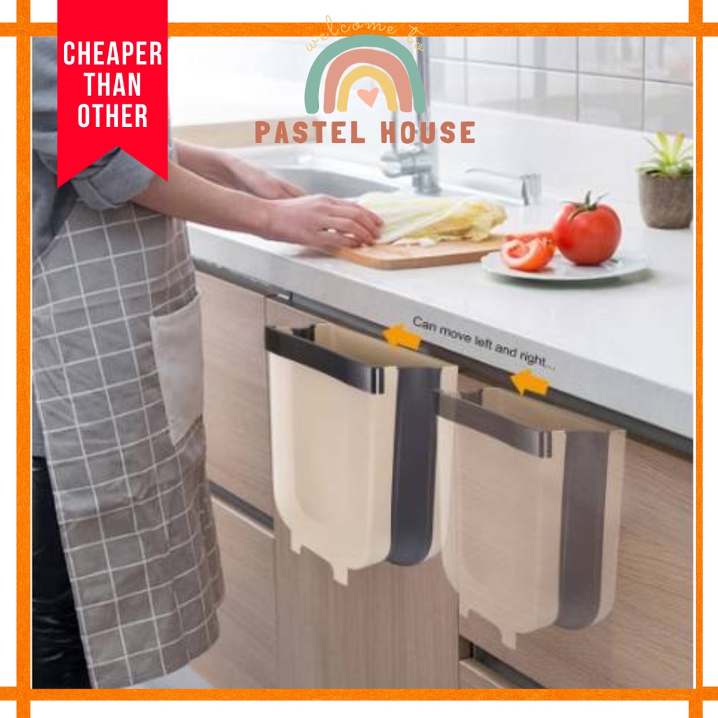 Foldable Dustbin Folding Waste Bin Kitchen Cabinet Door Hanging Trash ...