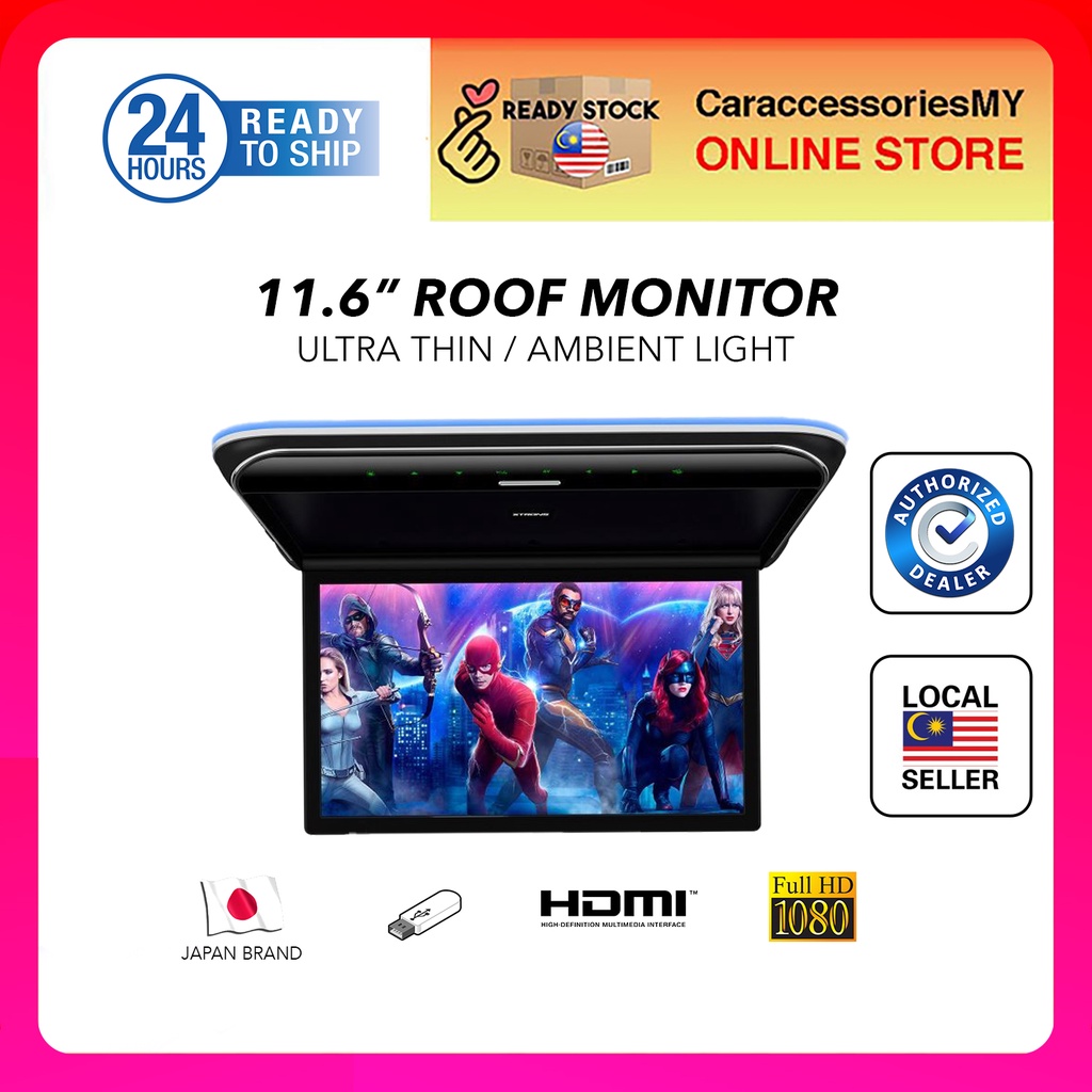 11.6 Inch TFT LCD Car Ceiling Roof Mount Full HD 1080P Display Monitor ...