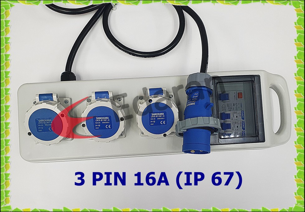 PORTABLE DISTRIBUTION BOX C/W 2P 40A 30MA RCBO , 3 NOS 1P 16A 6KA MCB & 3 NOS 3 PIN 16A SOCKET ...