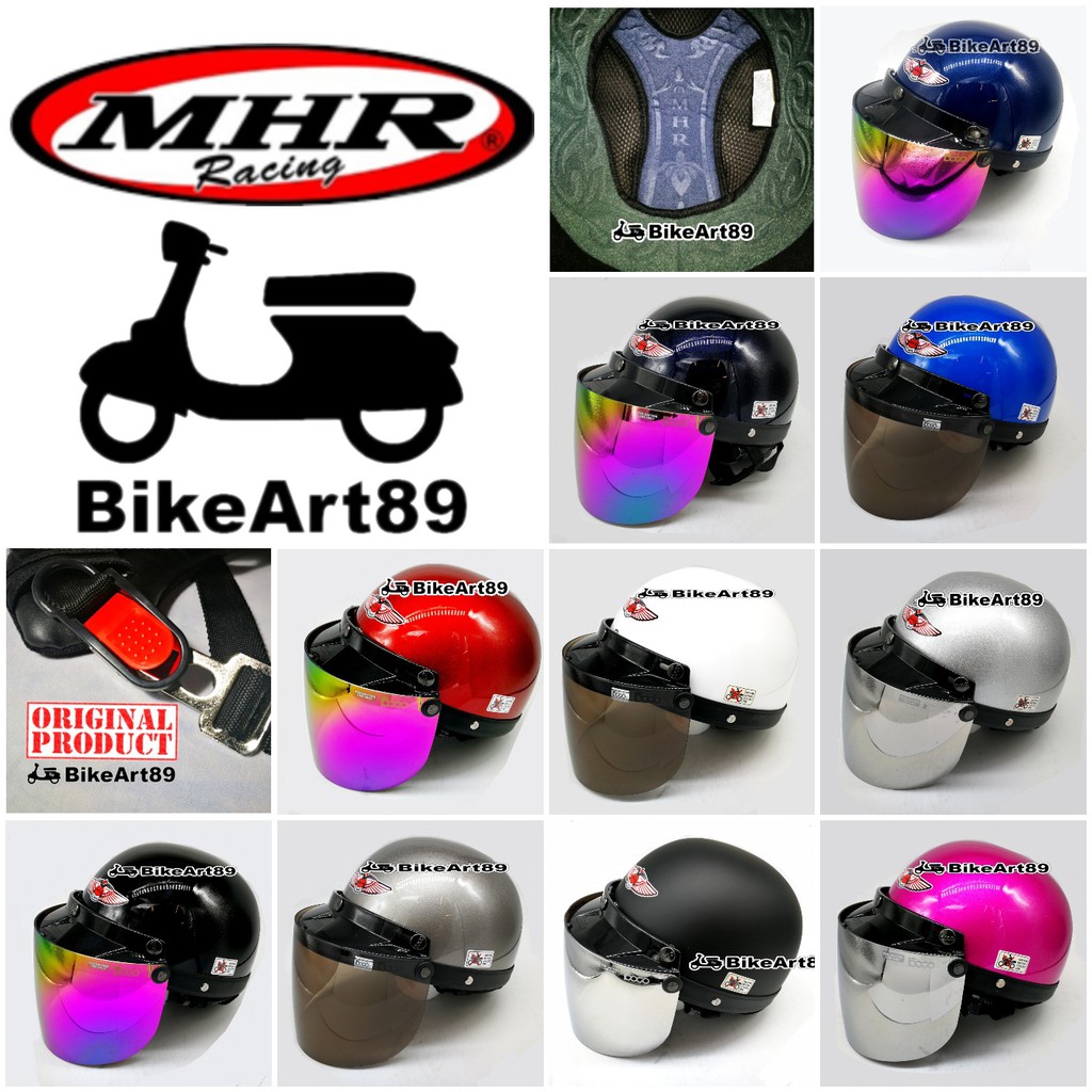 MHR Steng III Half Cut Helmet / MHR 3 Topi Kura Malibu Candy Matt Black ...