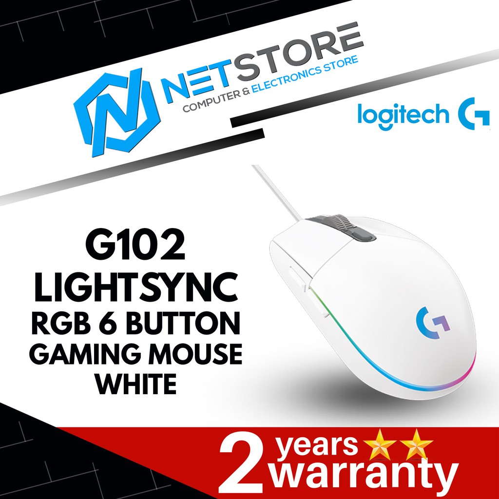 LOGITECH G102 LIGHTSYNC RGB 6 BUTTON GAMING MOUSE WHITE - 910-005803 | Shopee Malaysia