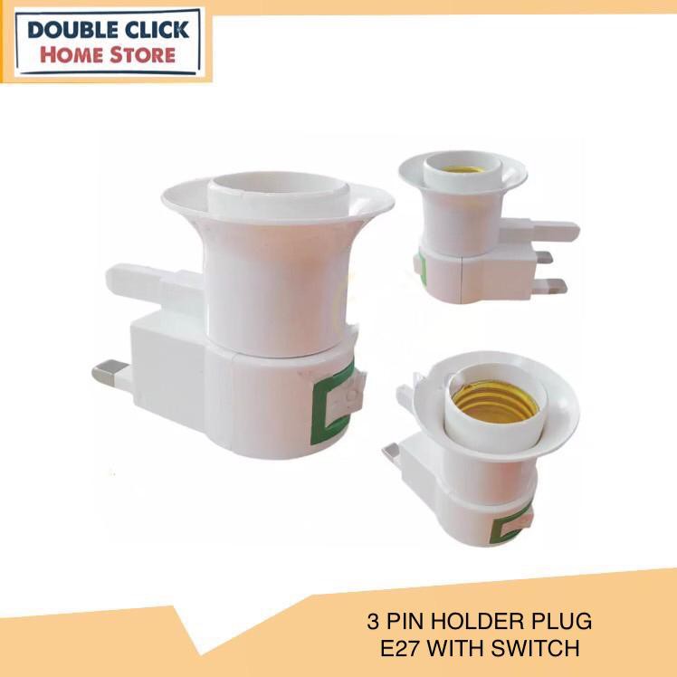 3 Pin Plug Holder With Switch For E27 Bulb Holder | Shopee Malaysia