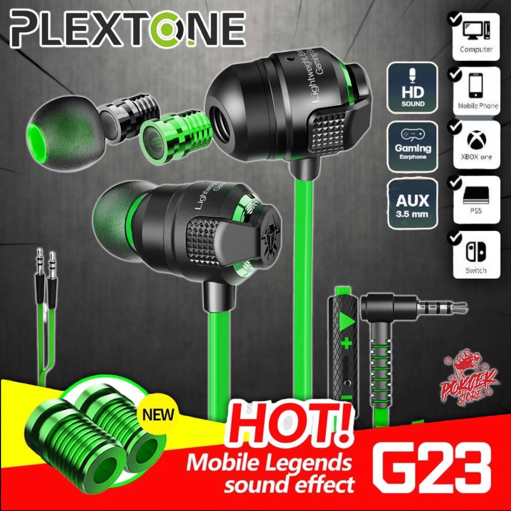 Plextone G23 Gaming Earphone Bullet Style For PC/HP With Mic PUBG ...