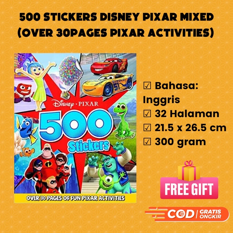 500 Disney pixar mixed Stickers with over 30 pages pixar activities ...
