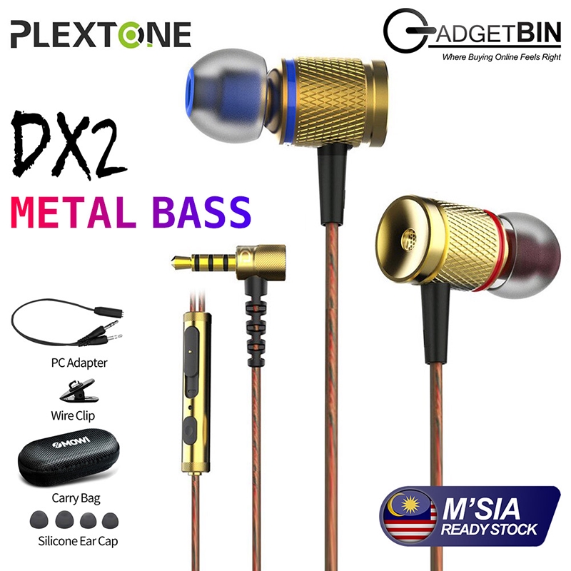 PLEXTONE Metal Stereo Heavy Bass DX2 Earphone Wired In-Line Control ...