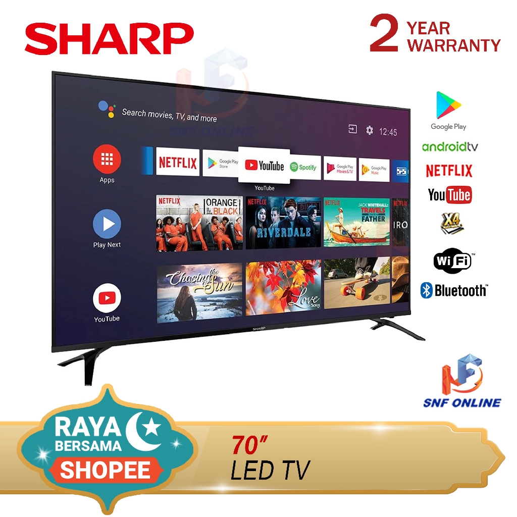 Sharp 4K Smart Android LED TV (70”) 4T-C70AL1X | Shopee Malaysia