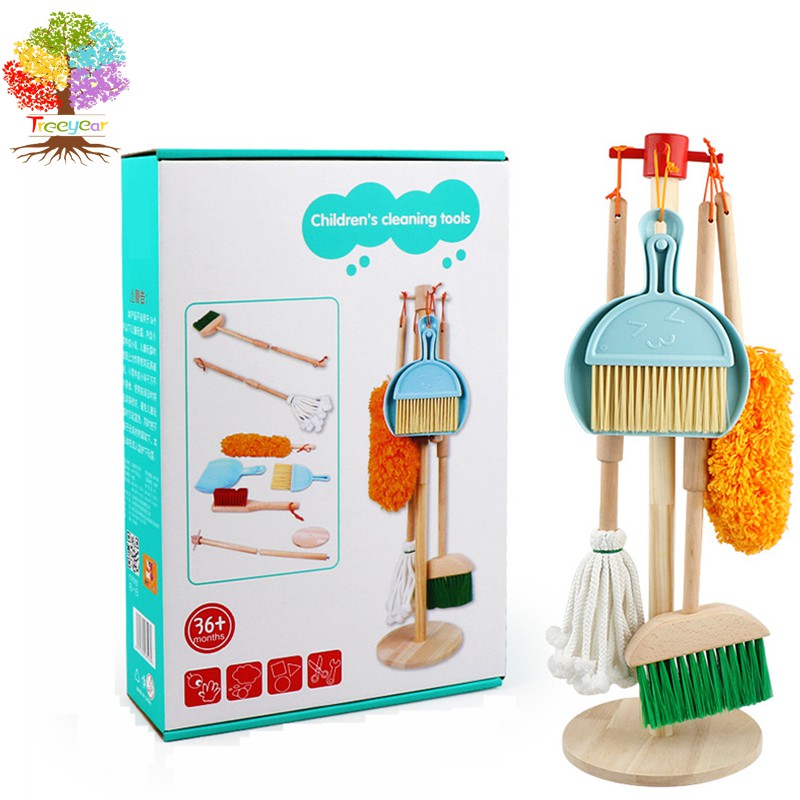 Detachable Wooden Toy Cleaning Set, Kids Cleaning Toys 6 Piece ...