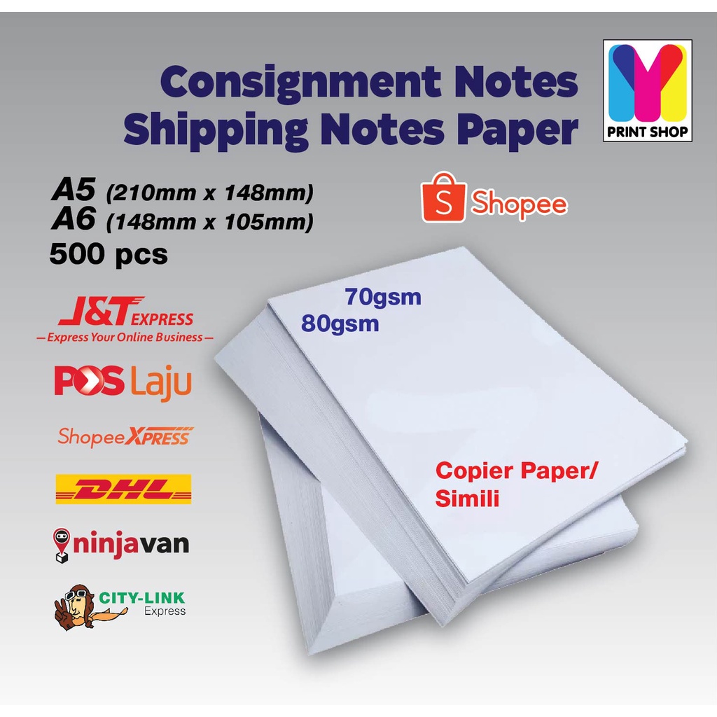 500pcs 80gsm 70gsm A5/A6 Simili Paper/Consignment Notes/Shipping Paper ...