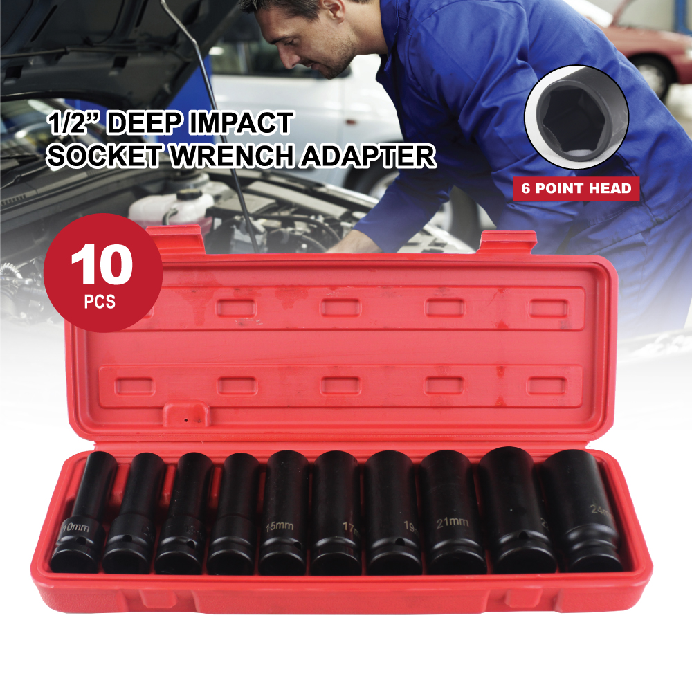 Soket Spanar Box Tahan Lasak 10Pcs 10-24mm 1/2 inch Drive Deep Impact ...
