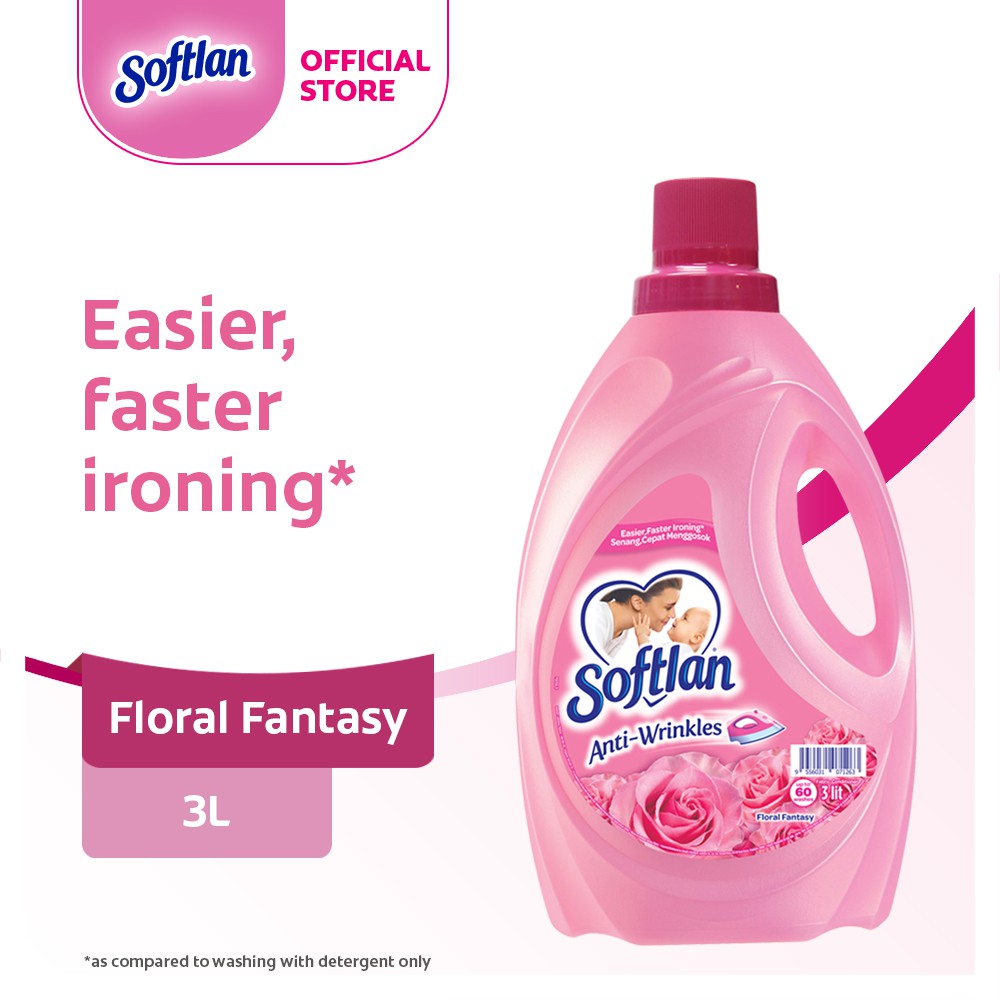 Softlan Anti Wrinkles Floral Fantasy (Pink) Fabric Softener 3L | Shopee ...