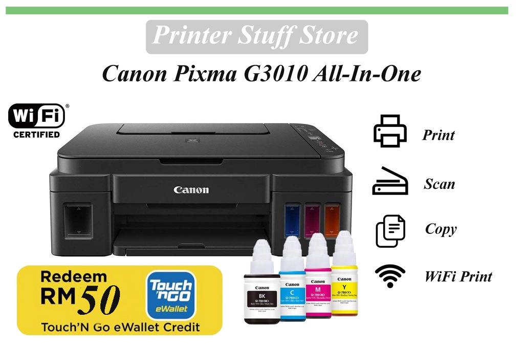 Canon Ink Efficient G3010 Ink Tank Printer (Print, Scan, Copy, WiFi ...