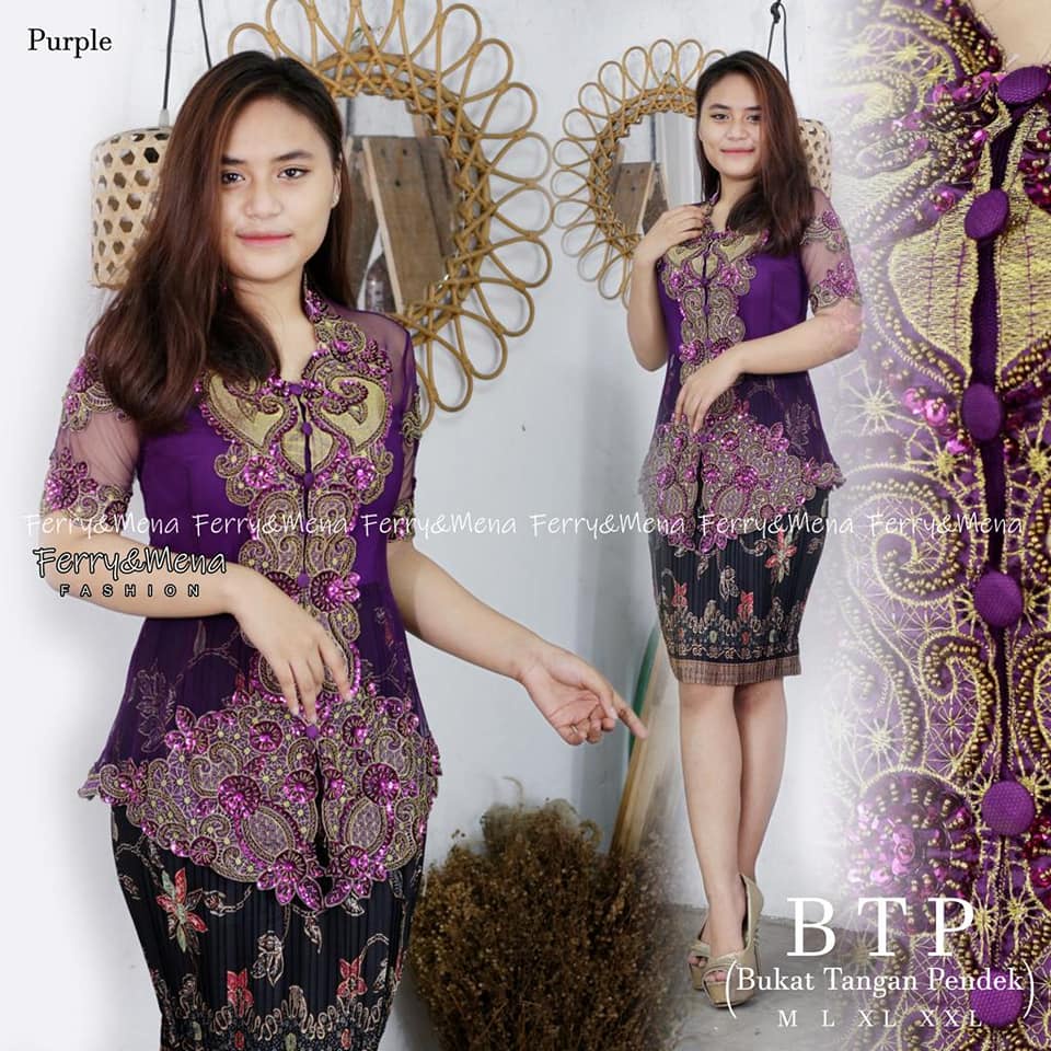 (KOJ) Latest Motif Short Sleeve Sequin Kebaya/Balinese Kebaya/Modern ...