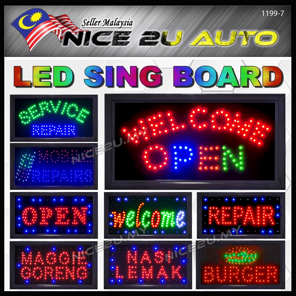 LED Sign Board 48x25CM - SERVICE REPAIR / TOILET / WELCOME OPEN ...