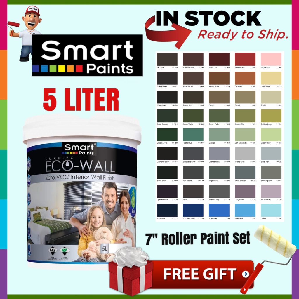 SINAR SMART PAINT ECO WALL 5 LITER (PAGE C) Cat Batu Cat Dinding Dalam CAT RUMAH Interior Wall ...