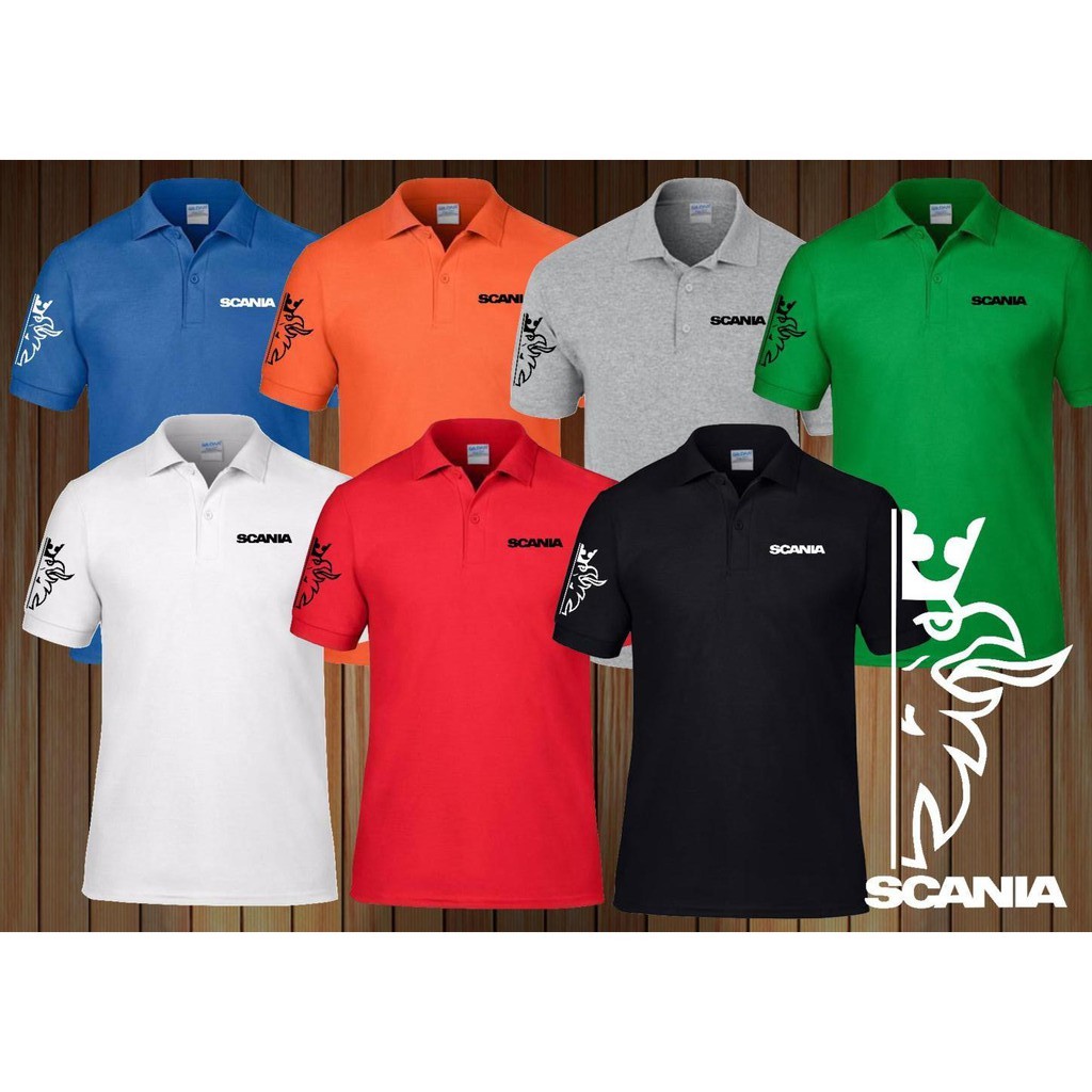 Polo Scania Logo Lori /Bas Polo Collar A Black/White/Blue/Red | Baju ...
