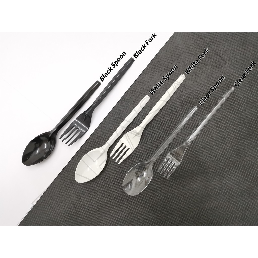 SUDU & GARFU PLASTIK ( 50 pcs +-) SUDU GARFU PLASTIK PUTIH / HITAM ...