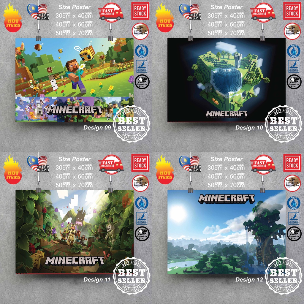 Minecraft Games Art Nintendo Switch Xbox One PlayStation 4/5 Large ...