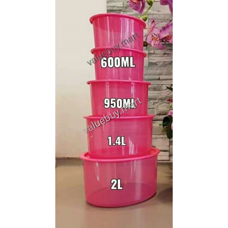 Tupperware One touch pink assorted size 600ml/950ml/1.4L/2L | Shopee Malaysia