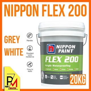NIPPON Flex 200 Acrylic Waterproofing 20KG Grey White Roof & Wall Waterproof Paint Coating Cat ...