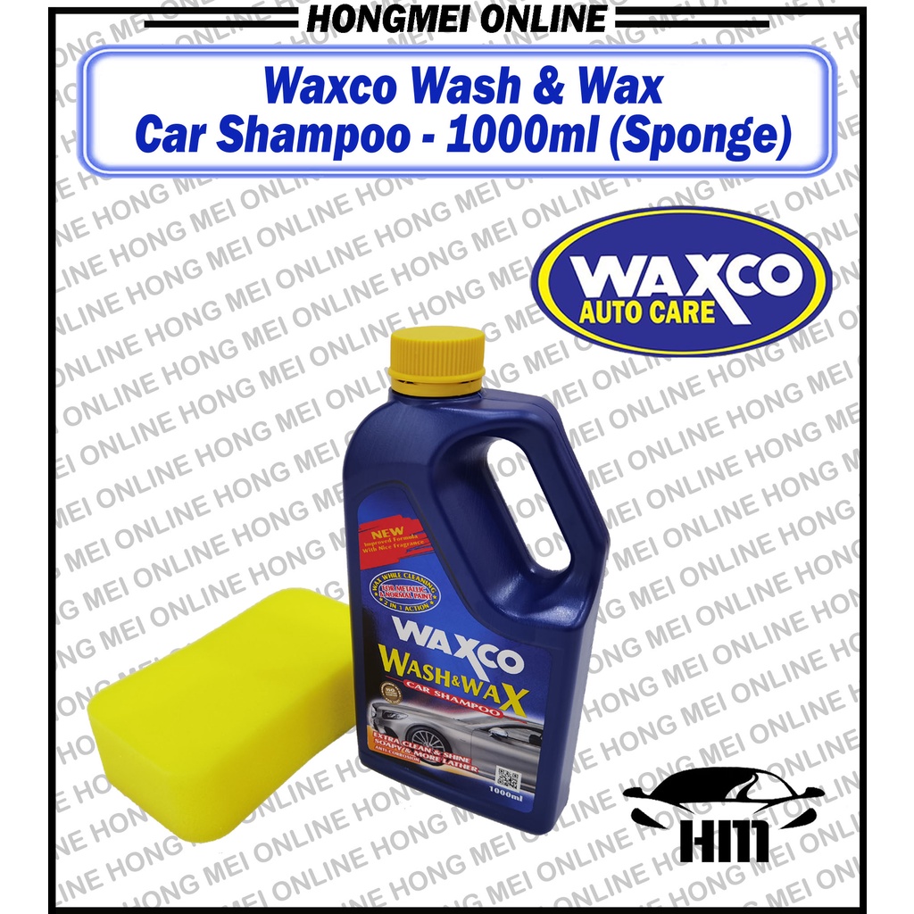 WAXCO Wash & Wax Car Shampoo -- WITH Yellow Sponge 1000 ml | Shopee ...