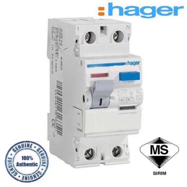 ELCB HAGER 40A 2 POLE 100mA 63A 2POLE ELCB RCCB 100% ORIGINAL | Shopee Malaysia