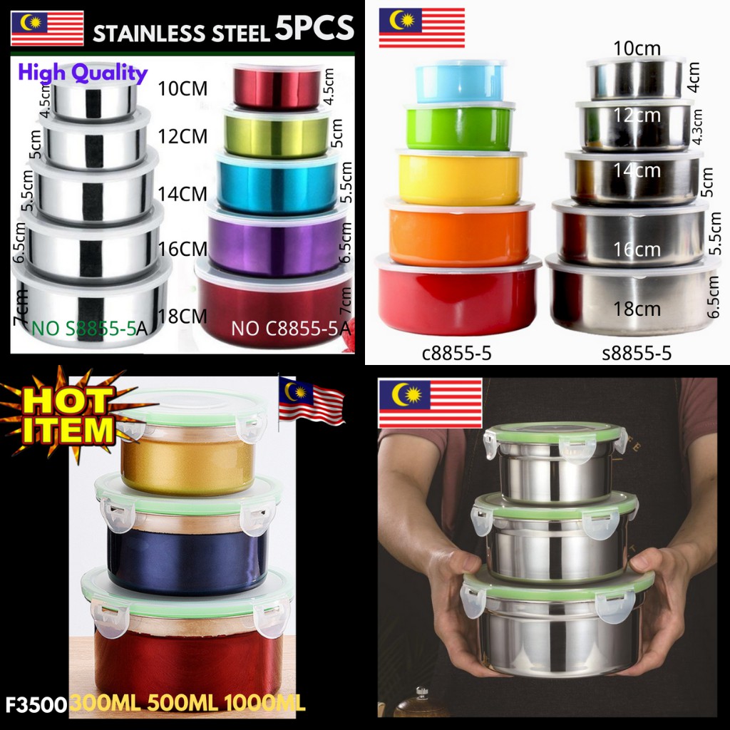 Malaysia ready stock high quality stainless steel food container set ...