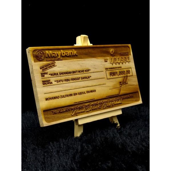 Gift Mock Up Cheque - Laser Engrave PINEWOOD!!! | Shopee Malaysia