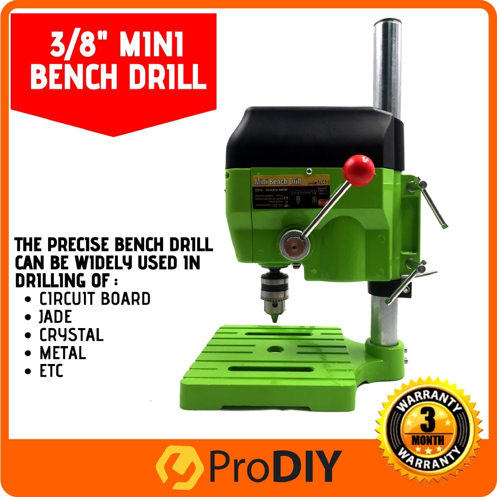 BG5166A 3/8" 480W Mini Bench Drill Machine Table Drilling For Wood ...