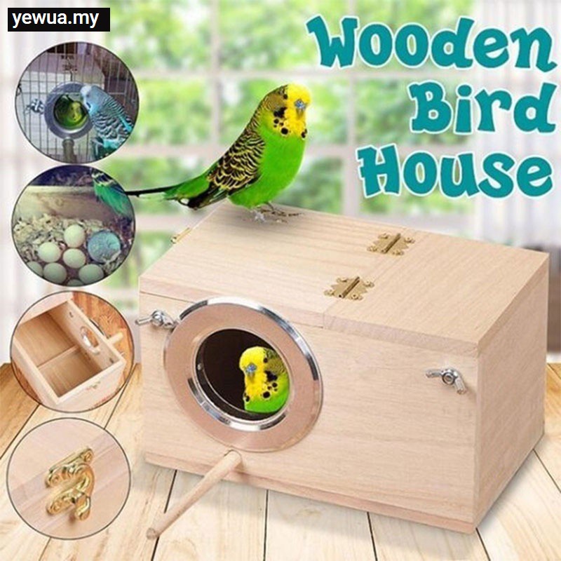 Pet Wood Parakeet Budgie Cockatiel Breeding Nesting Bird Avery Cage Box ...