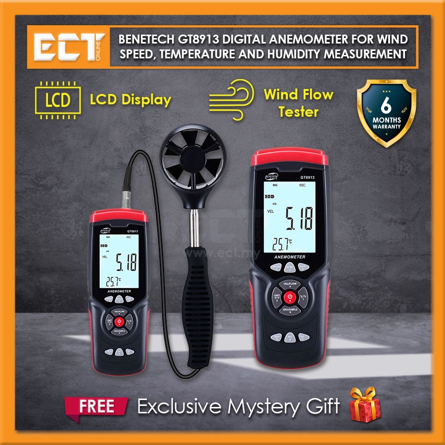 Benetech GT8913 Digital Anemometer for Wind Speed, Temperature and ...