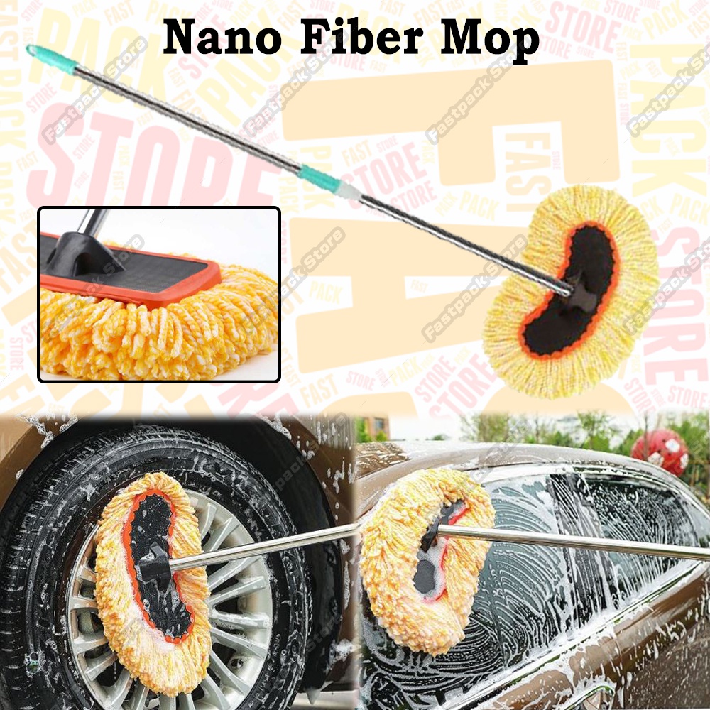 Car Wash Extendable Mop Car Nano Fiber Mop Nano Brush Fibre Auto Kereta ...