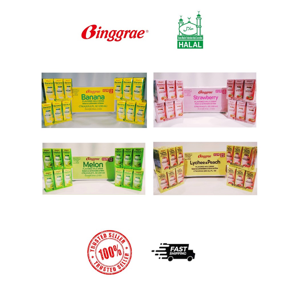 Korea Flavored Milk Binggrae [24x200ml] | Shopee Malaysia