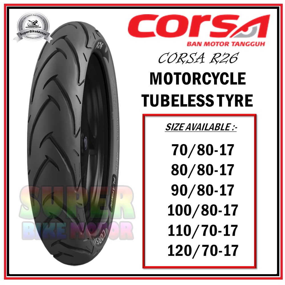 CORSA R26 Motorcycle Tubeless Tyre | Shopee Malaysia