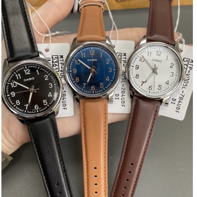 Casio Men Leather Quartz Watch Mtp V005l 1b 7b5 2b5 40mm Diameter Shopee Malaysia