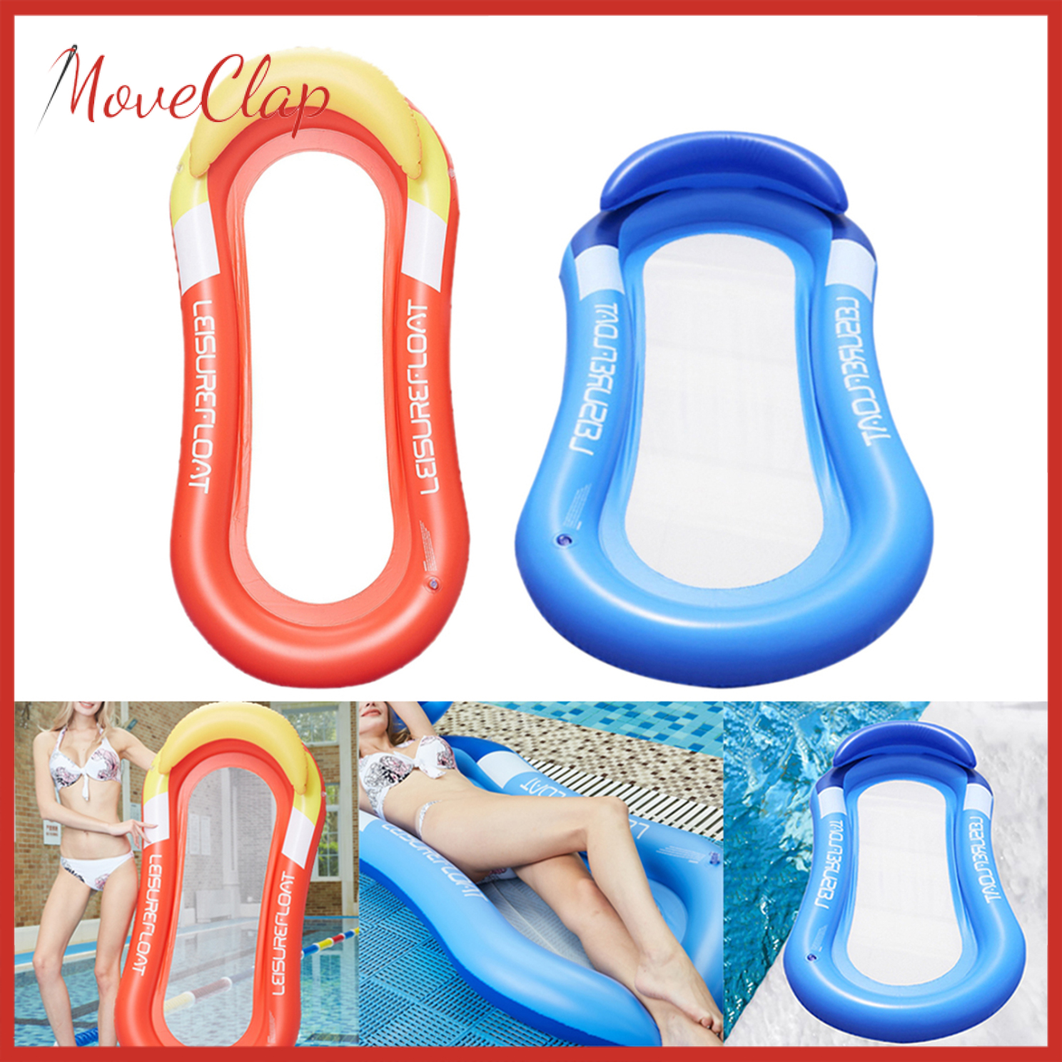 MoveClap Pool Float Bed Swimming Mesh Floating Chair Sofa Lounger Water ...
