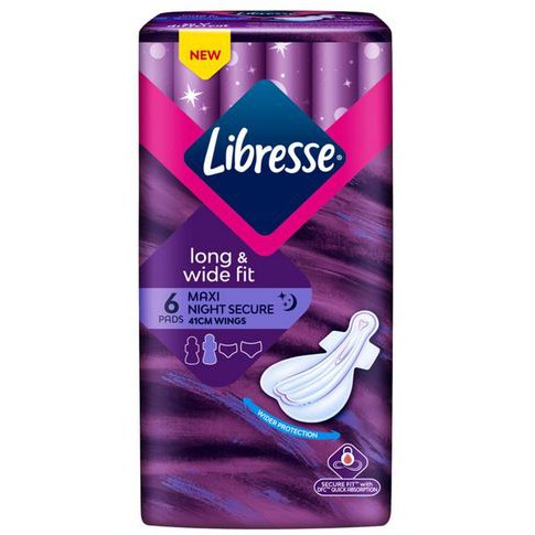 LIBRESSE MAXI NIGHT SECURE 41CM WING 6S (Long & Wide Fit) | Shopee Malaysia