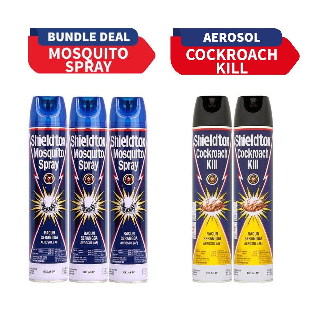 Shieldtox Mosquito Kill / Cockroach Kill Aerosol Spray (570ml / 600ml ...