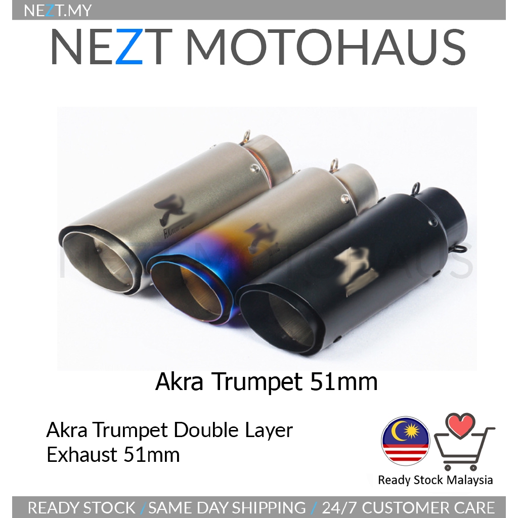 Akra Trumpet Double Layer Exhaust Ekzos 51mm R15 R25 Ninja250 Z8 Z9 ...