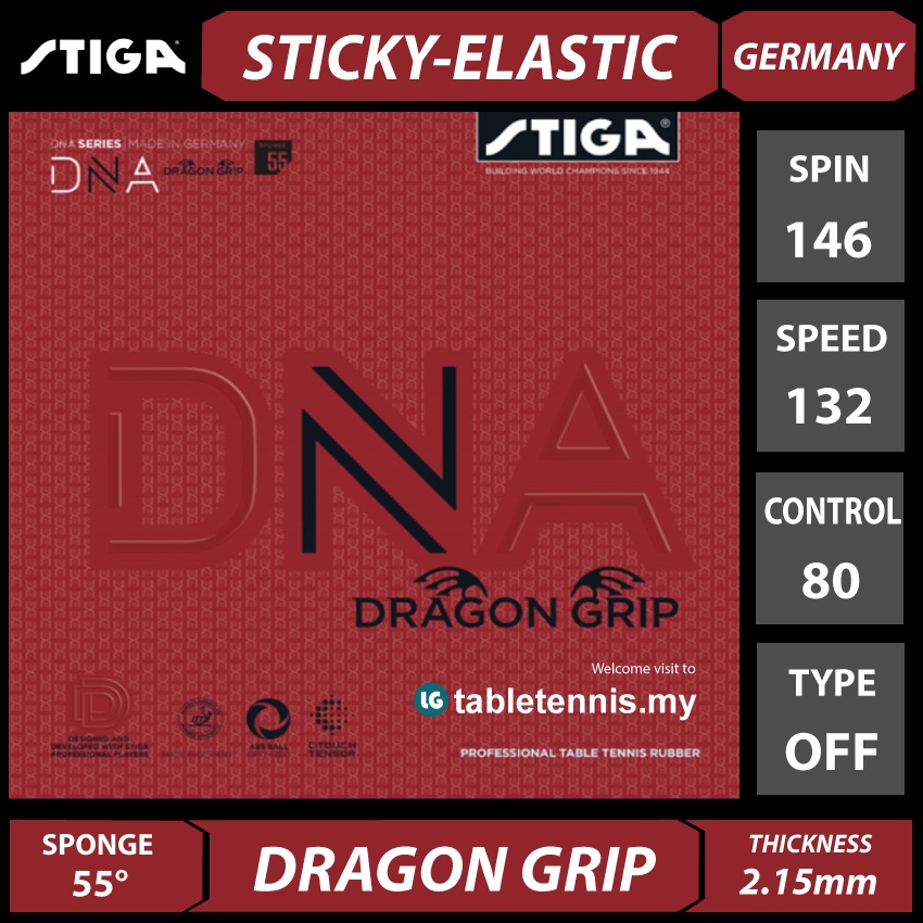 New STIGA DNA Dragon Grip Sticky-Elastic Rubber Table Tennis Rubber ...