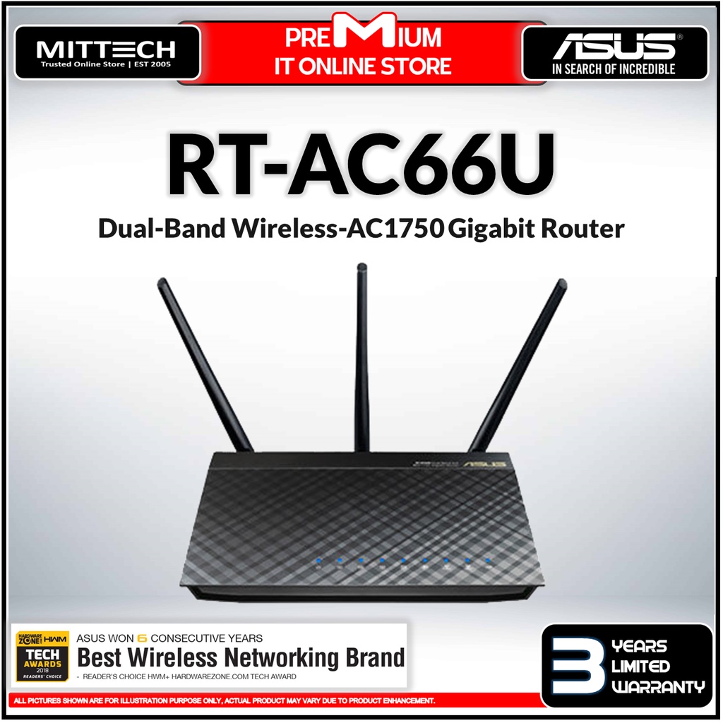 Asus AC1750 RT-AC66U Dual Band 3x3 802.11AC Gigibit Router | For Fibre ... Asus AC1750 RT-AC66U Dual Band 3x3 802.11AC Gigibit Router | For Fibre ...