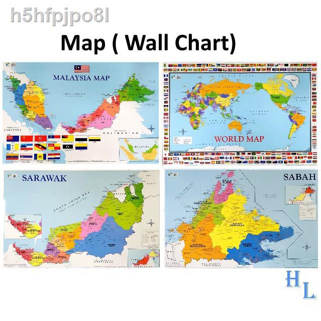 World Map / Malaysia Sabah Sarawak Poster | BeeCost