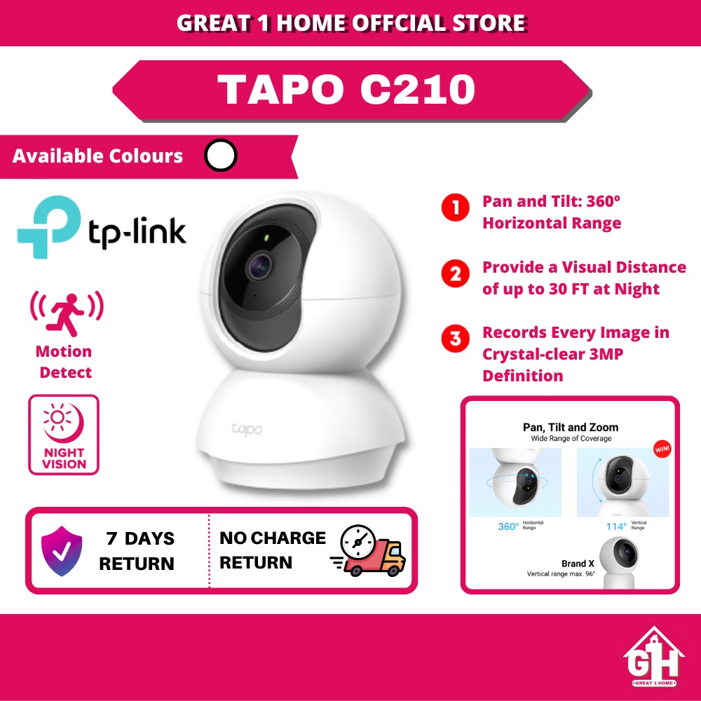 TP-Link Tapo C200 / Tapo C210 Tilt Wireless Wifi Home Security IP Camera CCTV | Shopee Malaysia