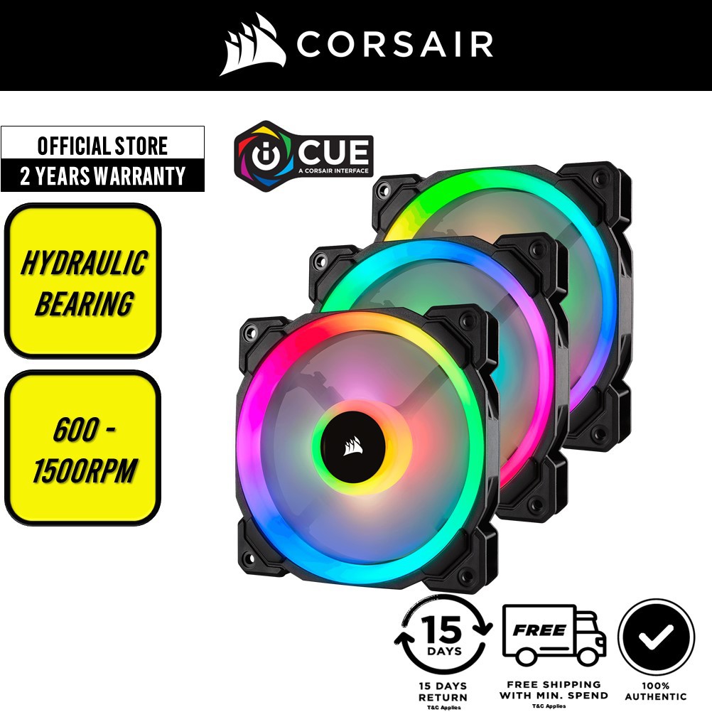 CORSAIR LL120 RGB Dual Light Loop RGB LED PWM Cooling Fan Black iCUE ...
