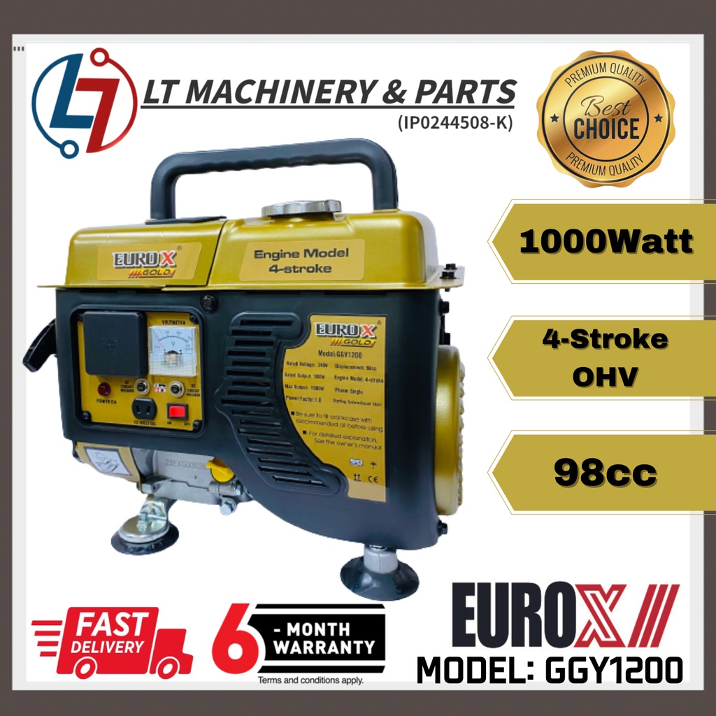 EUROX GGY1200 Gold Edition 4-stroke 1000W Portable Petrol Generator Genset Generator Pasar Malam ...