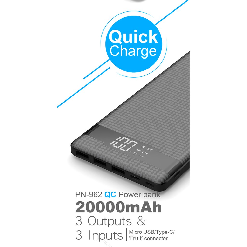 PINENG Powerbanks PN961 10000mAh PN962 20000mAh 30000mAh Qualcomm Quick ...