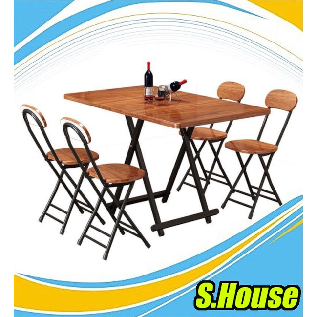 Set Dining Table Chair Desk Fold Portable Simple Kitchen Home Meal Wood ...
