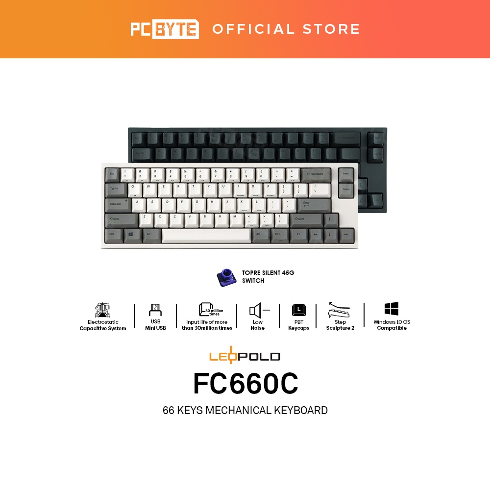 Leopold FC660C Low Noise Topre Silent Switch Mechanical Keyboard ...