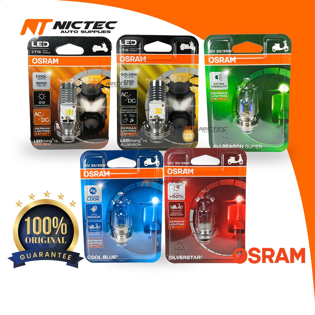 OSRAM T19 100% ORIGINAL HALOGEN/LED MOTORCYCLE LIGHT BULB 12V 35W (SVS/CB/ALS/CW/GD) (EX5 ...