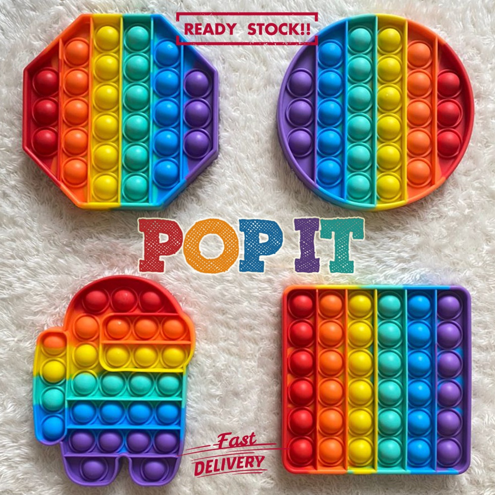 Mainan Pop It Fidget Toys Stress Relief Popit Among Us Squishy Toys ...